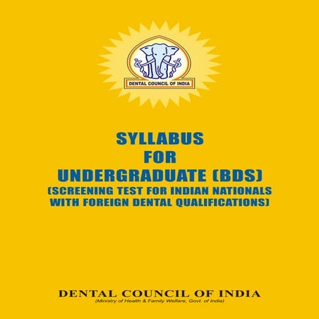 Latest syllabus for UG students by the Dental Council of India | PDF