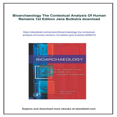Bioarchaeology The Contextual Analysis Of Human Remains 1st Edition ...