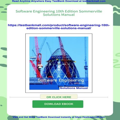 Software Engineering 10th Edition Sommerville Solutions Manual | PDF
