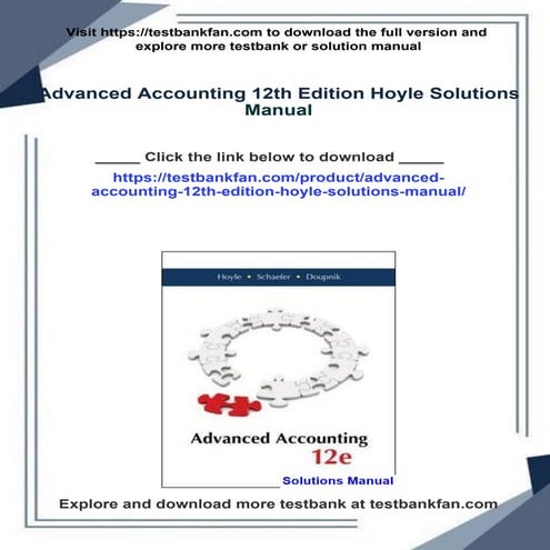 Advanced Accounting 12th Edition Hoyle Solutions Manual | PDF