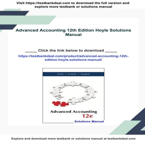 Advanced Accounting 12th Edition Hoyle Solutions Manual | PDF