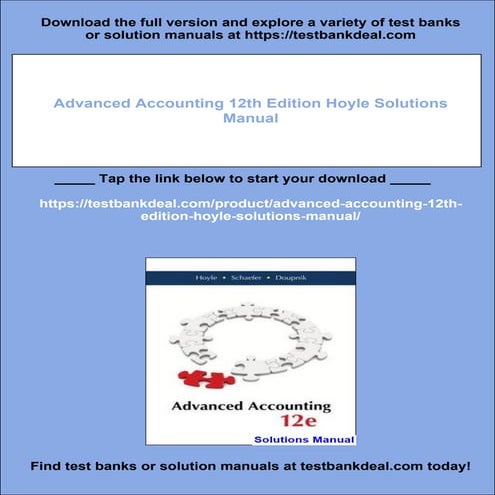 Advanced Accounting 12th Edition Hoyle Solutions Manual | PDF