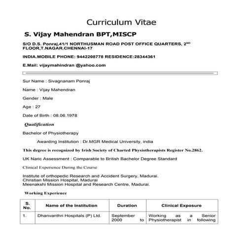 cv vijay 23032007 | DOC