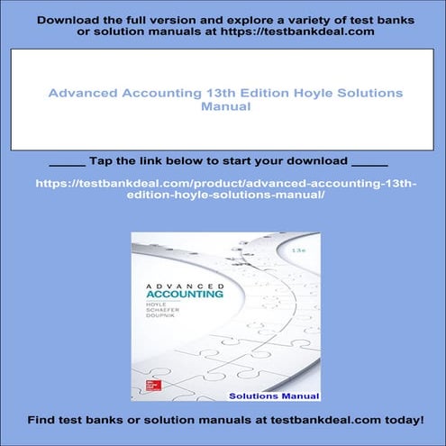 Advanced Accounting 13th Edition Hoyle Solutions Manual | PDF