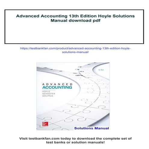 Advanced Accounting 13th Edition Hoyle Solutions Manual | PDF