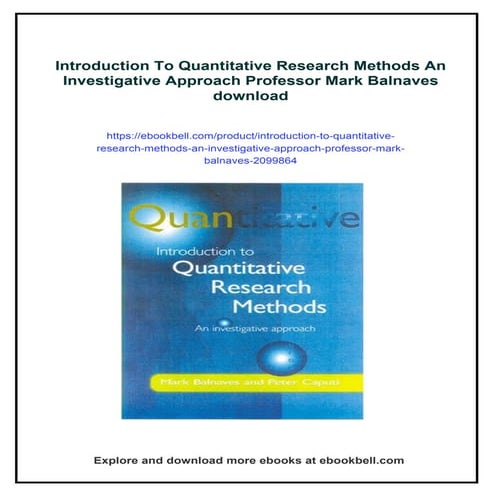Introduction To Quantitative Research Methods An Investigative Approach ...