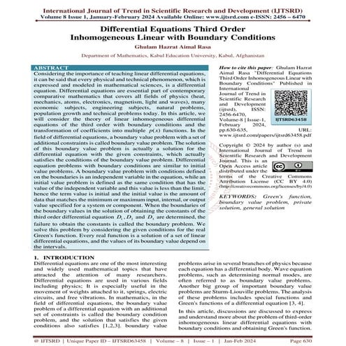 Differential Equations Third Order Inhomogeneous Linear with Boundary ...