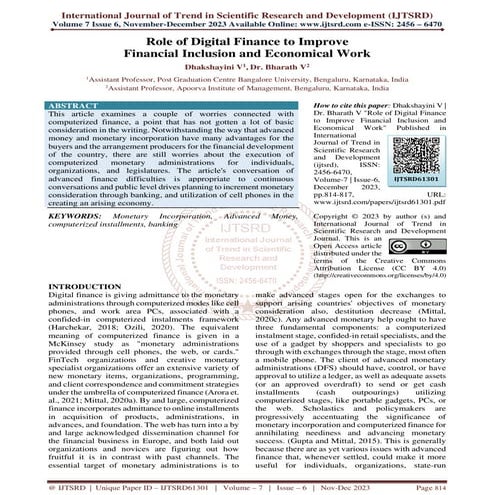 Role of Digital Finance to Improve Financial Inclusion and Economical ...