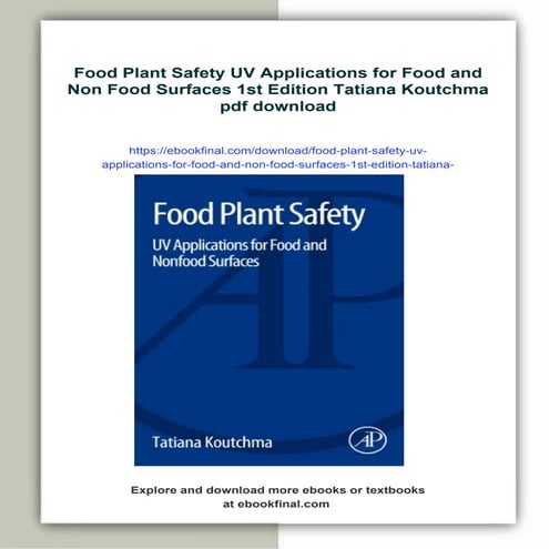 Food Plant Safety UV Applications for Food and Non Food Surfaces 1st ...