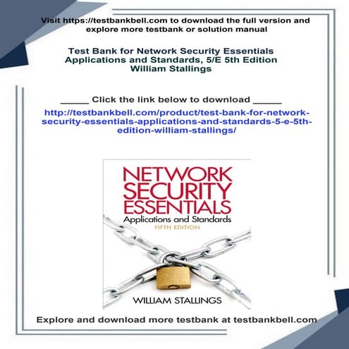 Test Bank for Network Security Essentials Applications and Standards, 5 ...