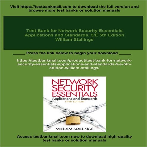 Test Bank for Network Security Essentials Applications and Standards, 5 ...