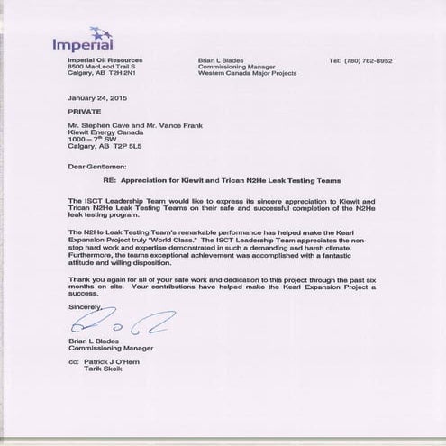 N2He leak test appreciation letter | PDF