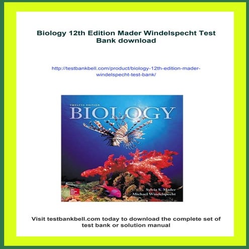 Biology 12th Edition Mader Windelspecht Test Bank | PDF