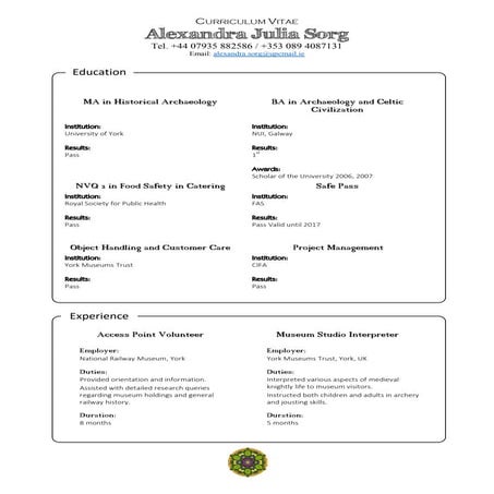 CV AS 2016 | PDF | Museums & Galleries | Attractions