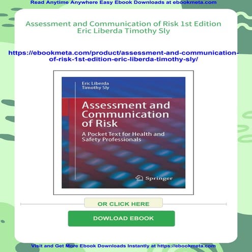 Assessment and Communication of Risk 1st Edition Eric Liberda Timothy ...