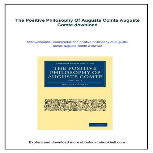 The Positive Philosophy Of Auguste Comte Auguste Comte | PDF