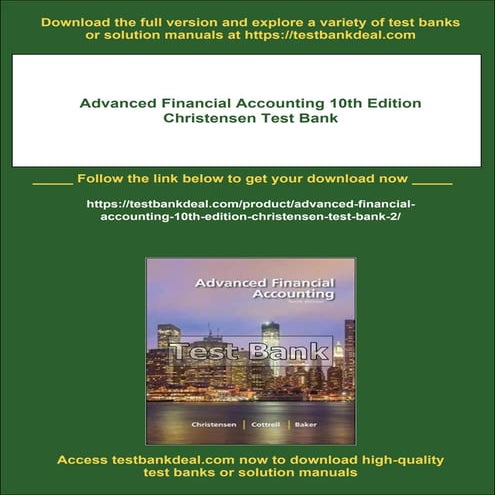 Advanced Financial Accounting 10th Edition Christensen Test Bank Pdf