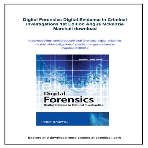 Digital Forensics Digital Evidence In Criminal Investigations 1st ...