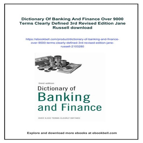 Dictionary Of Banking And Finance Over 9000 Terms Clearly Defined 3rd ...