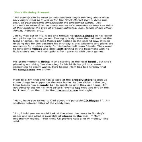 Jim's Birthday Present | DOC