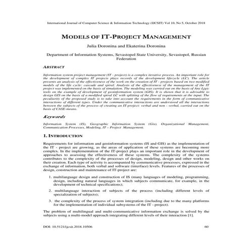 MODELS OF IT-PROJECT MANAGEMENT | PDF