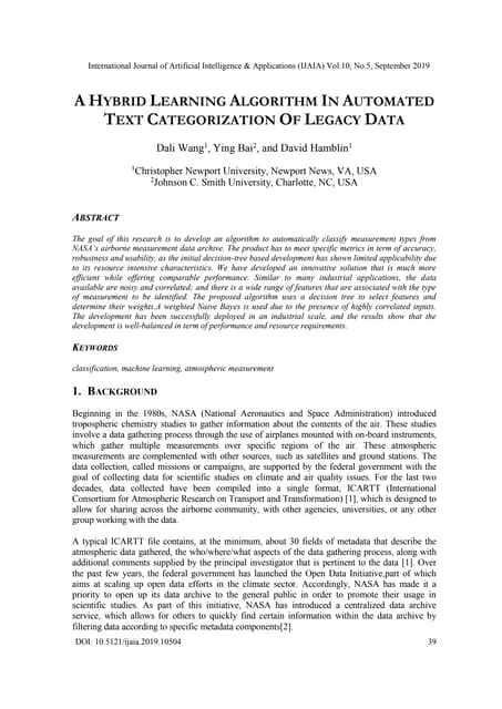A Hybrid Learning Algorithm In Automated Text Categorization Of Legacy 7412