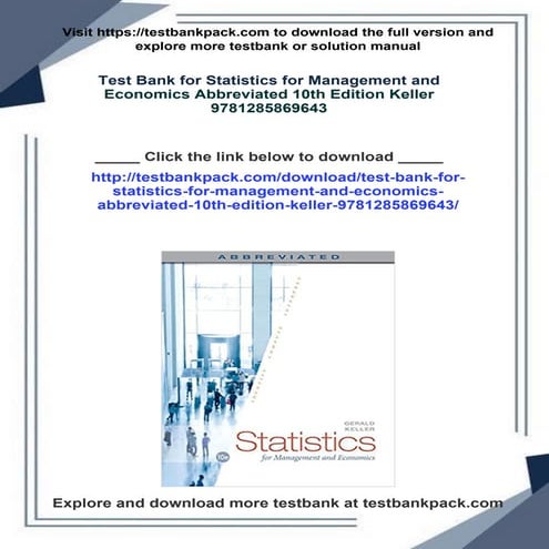 Test Bank for Statistics for Management and Economics Abbreviated 10th ...