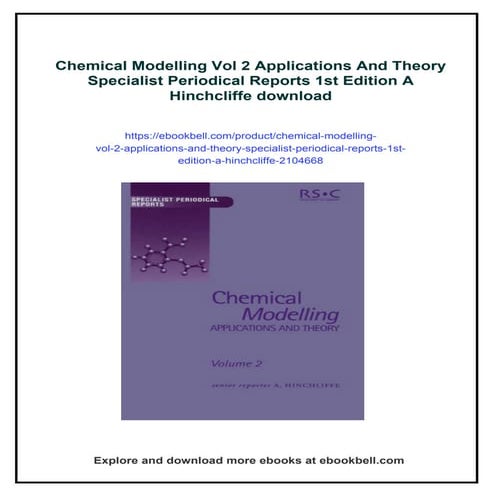 Chemical Modelling Vol 2 Applications And Theory Specialist Periodical ...