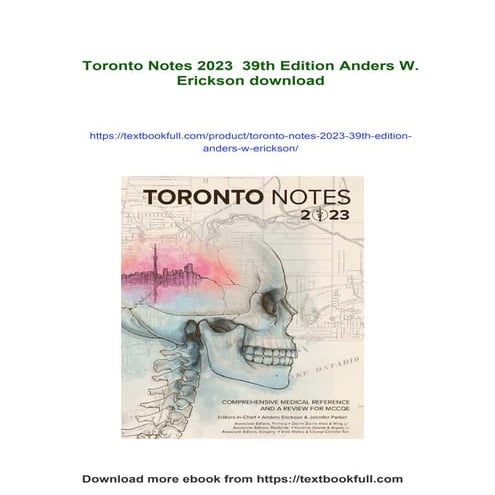 Toronto Notes 2023 39th Edition Anders W. Erickson | PDF