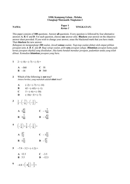 PT3 Matematik Trial | PDF