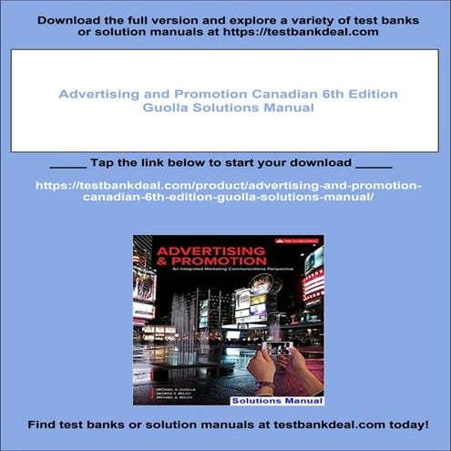 Advertising and Promotion Canadian 6th Edition Guolla Solutions Manual | PDF