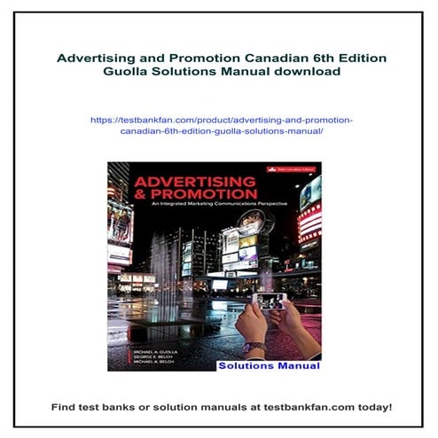 Advertising and Promotion Canadian 6th Edition Guolla Solutions Manual | PDF