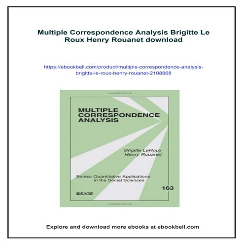 Multiple Correspondence Analysis Brigitte Le Roux Henry Rouanet | PDF