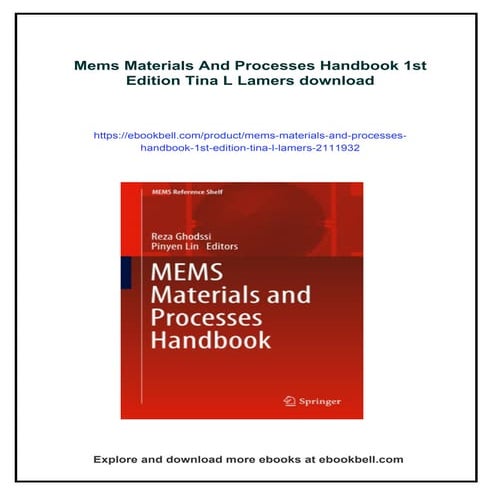 Mems Materials And Processes Handbook 1st Edition Tina L Lamers | PDF