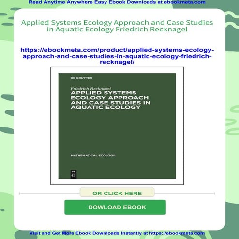 Applied Systems Ecology Approach and Case Studies in Aquatic Ecology ...