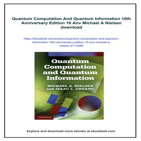 Quantum Computation And Quantum Information 10th Anniversary Edition 10 ...