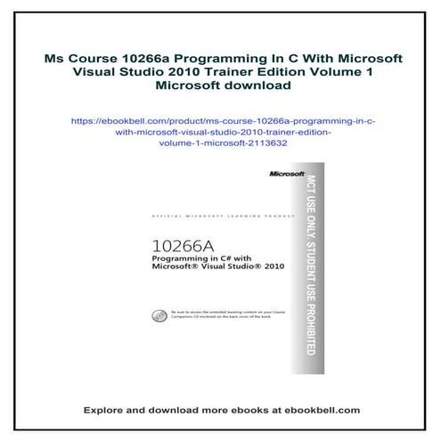 Ms Course 10266a Programming In C With Microsoft Visual Studio 2010 ...