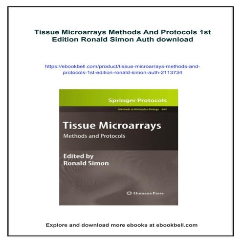 Tissue Microarrays Methods And Protocols 1st Edition Ronald Simon Auth | PDF