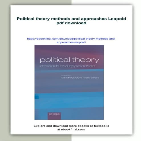 Political theory methods and approaches Leopold | PDF