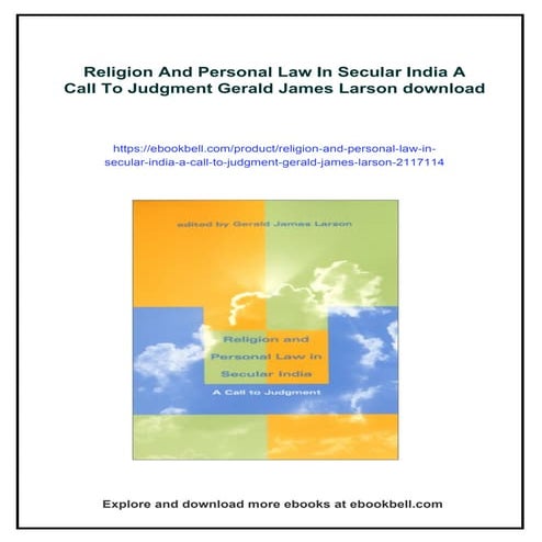 Religion And Personal Law In Secular India A Call To Judgment Gerald ...
