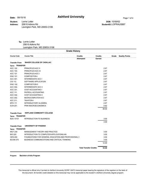 UP academic Record | PDF