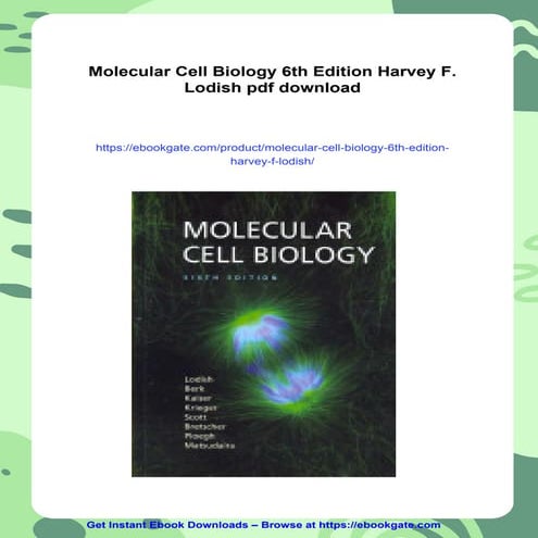 Molecular Cell Biology 6th Edition Harvey F. Lodish | PDF