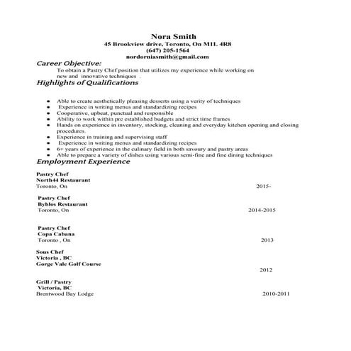 pastry resume | PDF