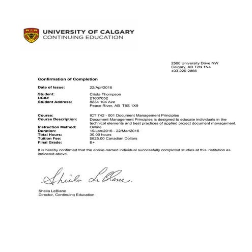 ConfirmationOfCompletionLetterStudent | PDF