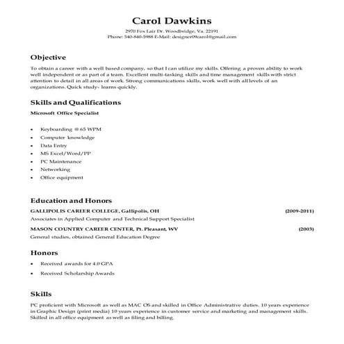 Carols Resume | DOCX
