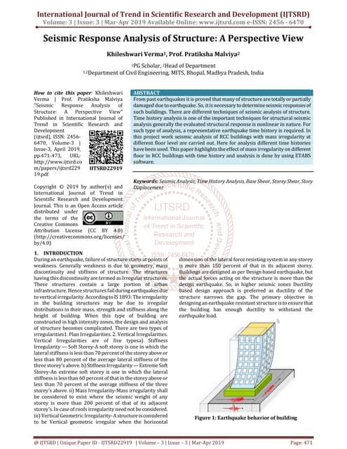 COMPARATIVE STUDY ON THE SEISMIC ANALYSIS OF MULTISTOREY RC STRUCTURE WITH VARYING PERCENTAGE OF ...
