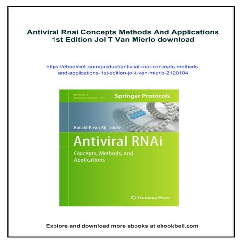Antiviral Rnai Concepts Methods And Applications 1st Edition Jol T Van ...