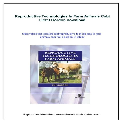 Reproductive Technologies In Farm Animals Cabi First I Gordon | PDF