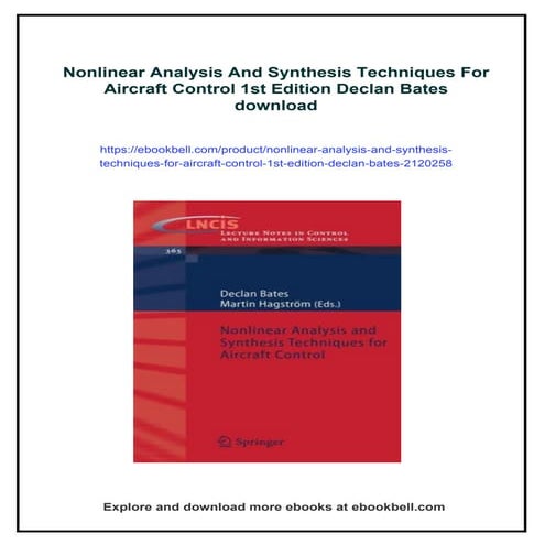 Nonlinear Analysis And Synthesis Techniques For Aircraft Control 1st ...
