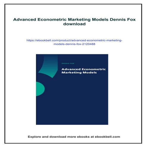 Advanced Econometric Marketing Models Dennis Fox | PDF